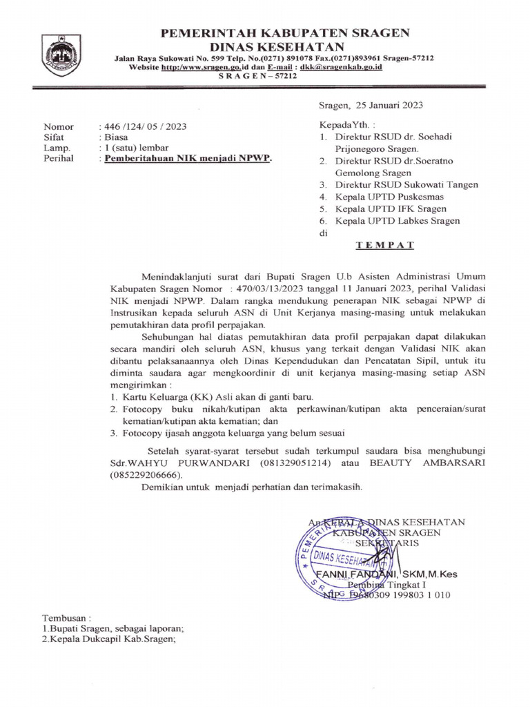 PEMBERITAHUAN NIK MENJADI NPWP | PDF