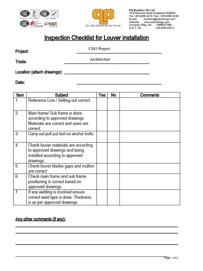 Louver Checklist | Download Free PDF | Mechanical Engineering