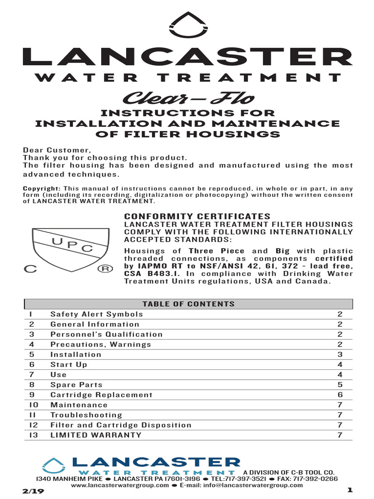 Clear Flo Installation OperationMaintenance Manual | PDF | Hazards