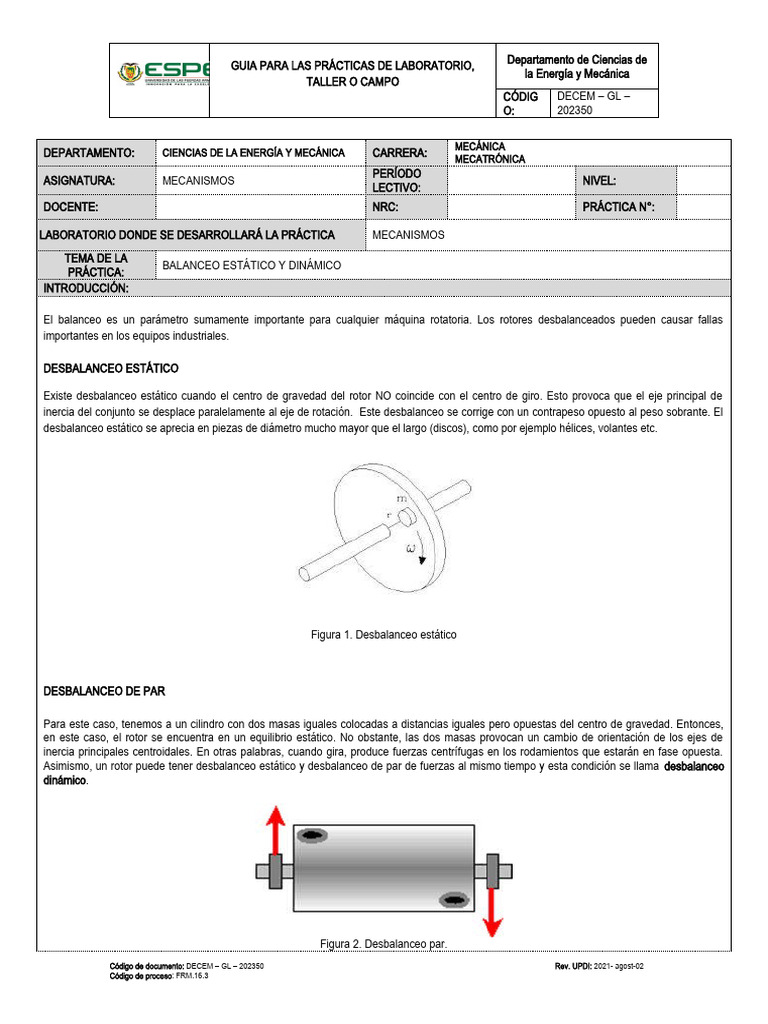 Balanceo Estático y Dinámico en Ejes | PDF | Ángulo | Rotación