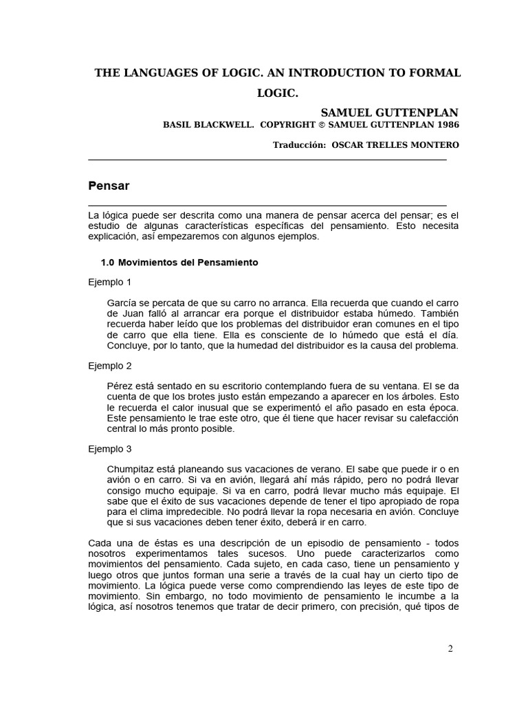 Guttenplan - Capítulo 1 | PDF | Pensamiento | Razonamiento deductivo