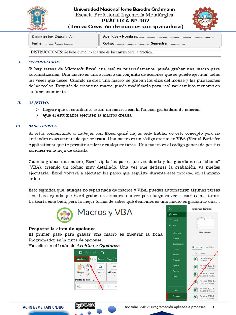 02 - Prac - Creación de Macros Con Grabadora | PDF | Macro (informática) | Microsoft Excel