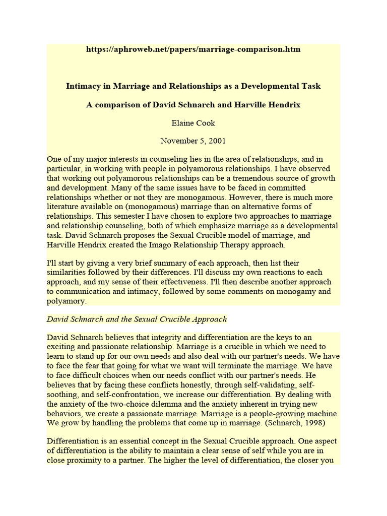 Schnarch vs. Hendrix: Marriage Insights | PDF | Polyamory | Intimate ...