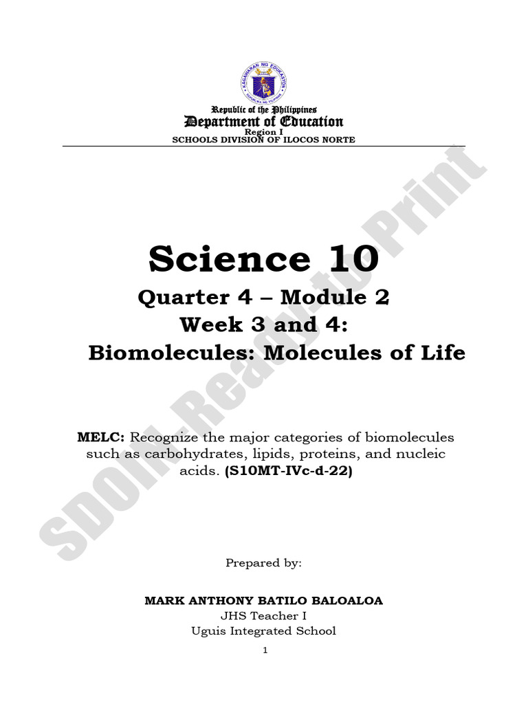Science 10 Q4 Week3 4 MELC02 Module2 Baloaloa Mark Anthony | PDF ...