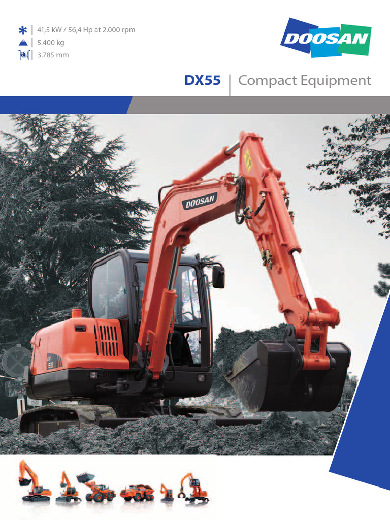 Excavator Doosan DX55 | PDF | Pump | Horsepower