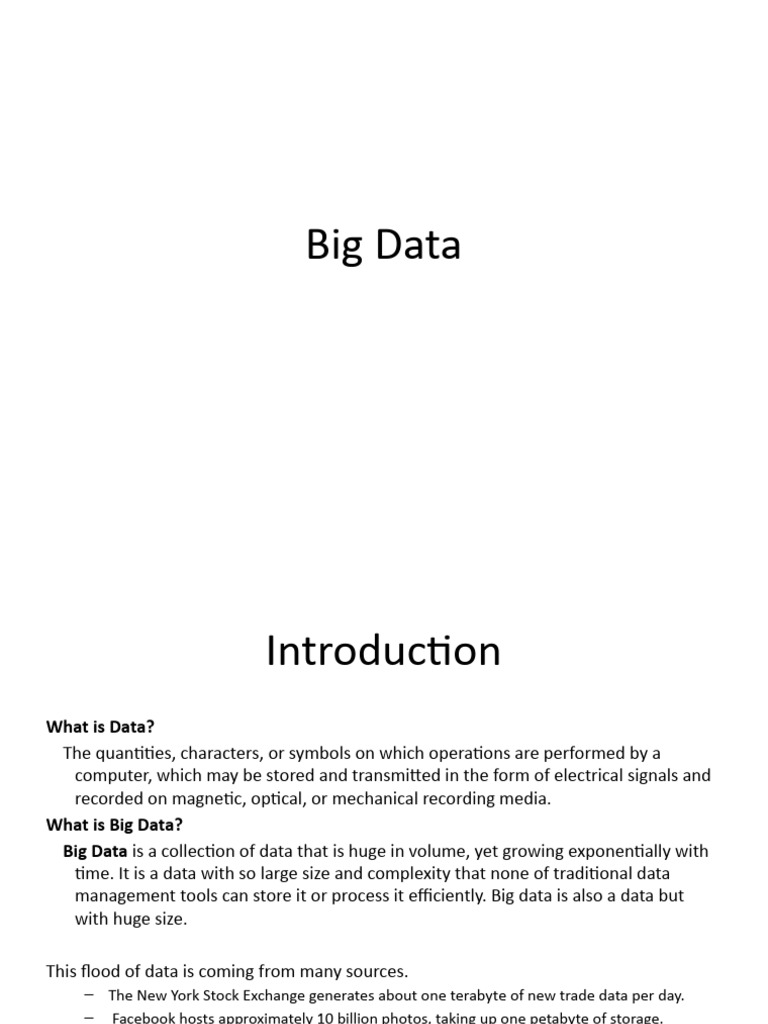 Big Data Intro | PDF | Computer Data Storage | Map Reduce