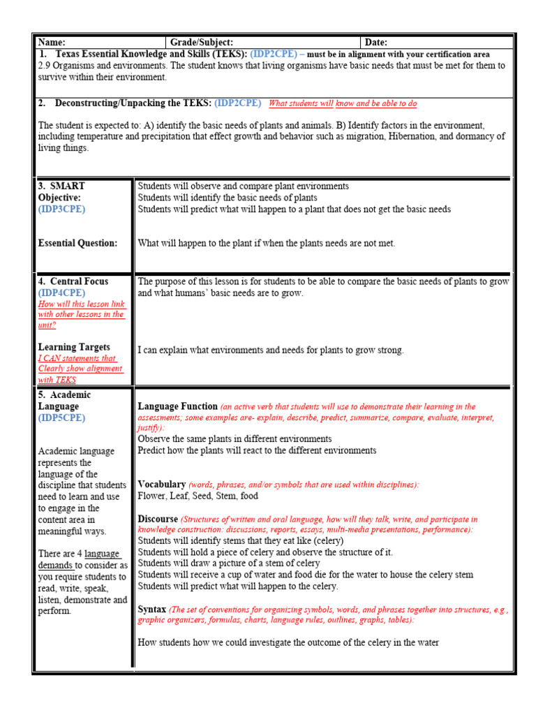 CPE Lesson Plan Guide (LPG) - 1 | PDF | Educational Assessment | Learning