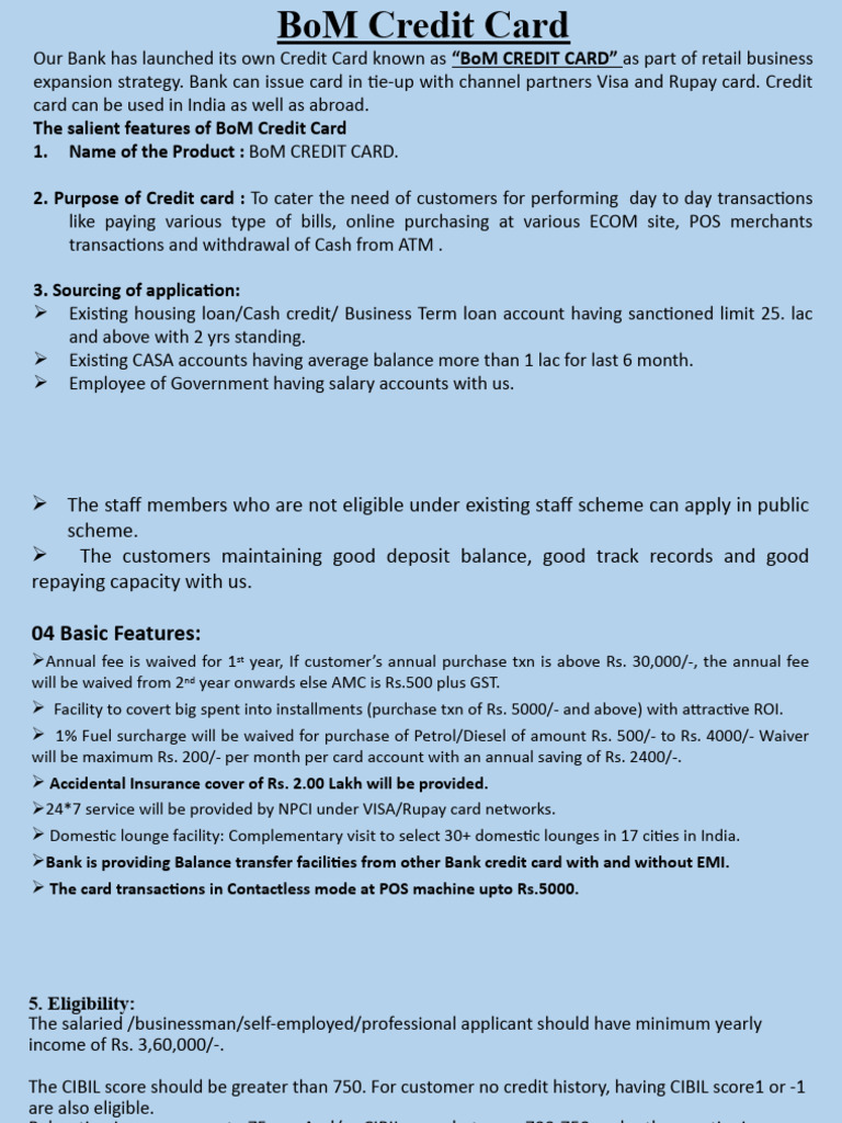BoM_Credit card | Download Free PDF | Credit Card | Fee