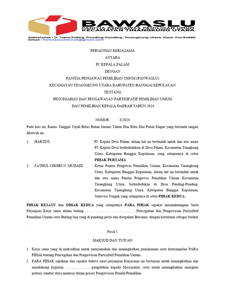 Perjanjian Kerjasama | PDF