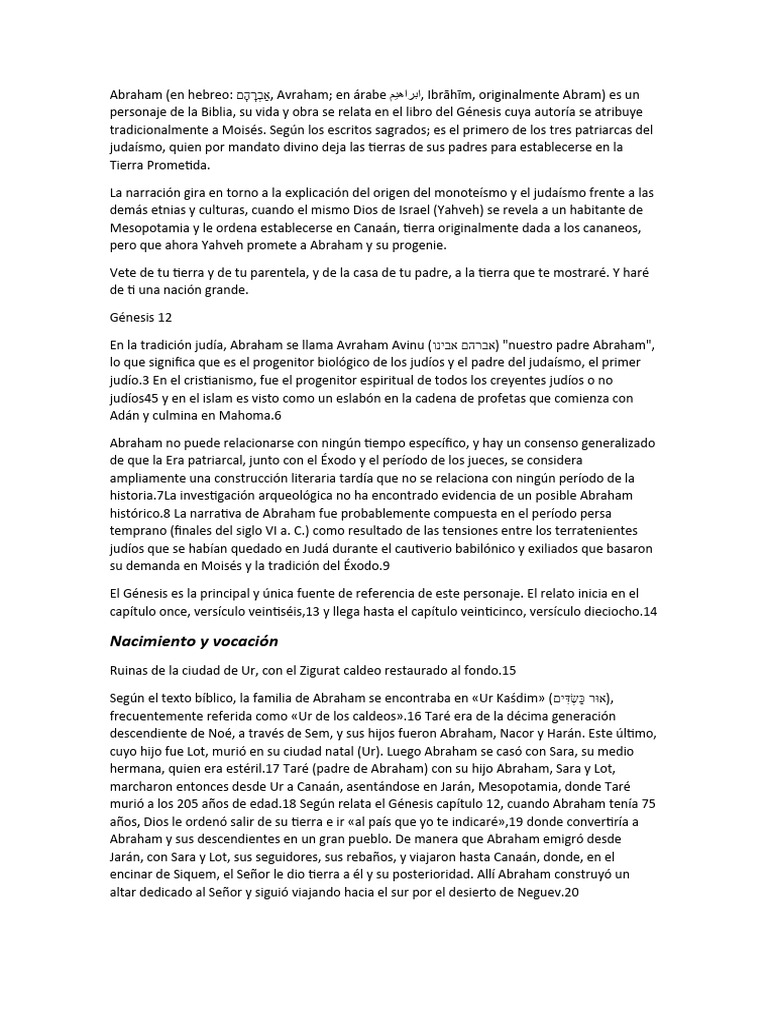 Vida y legado de Abraham en la Biblia | PDF | Abrahán | Contenido bíblico