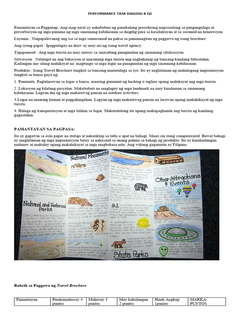 PERFORMANCE TASK DAIGDIG 8 Q1 | PDF