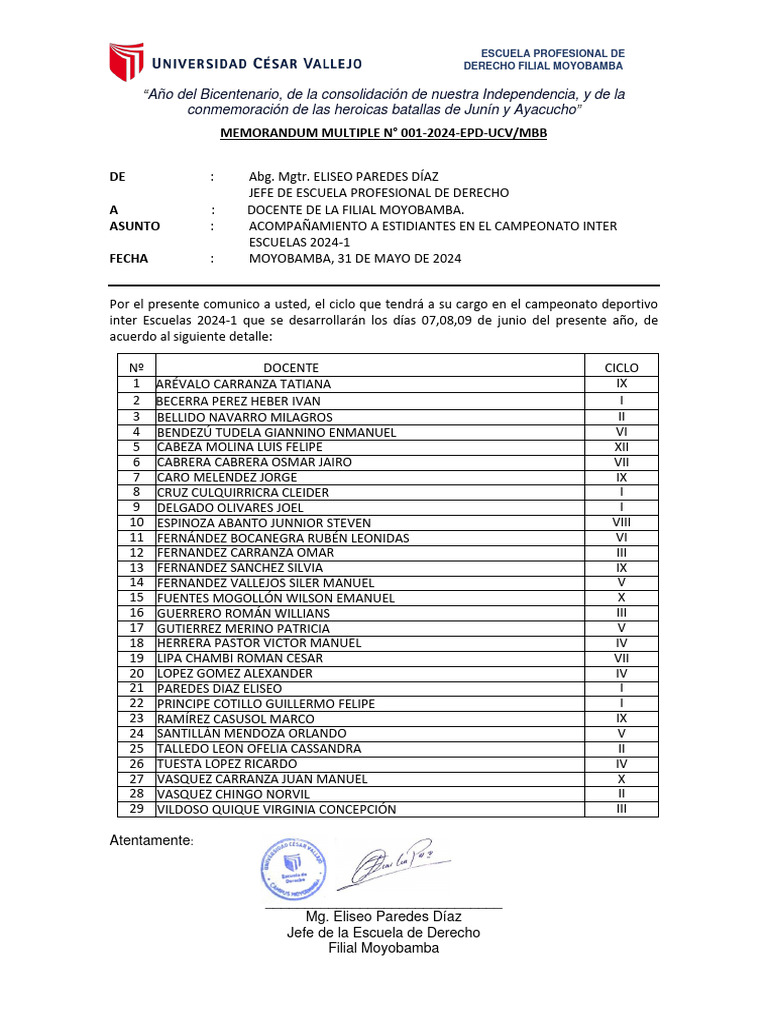 Memorando Multiple 2024-1 | PDF