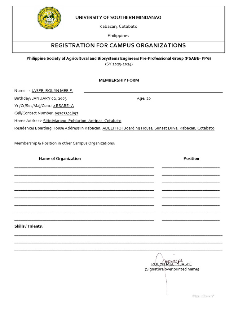 Membership Form | PDF | Business | Finance & Money Management