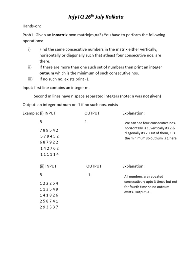 InfyTQ 26th July Kolkata | PDF | Computing | Applied Mathematics