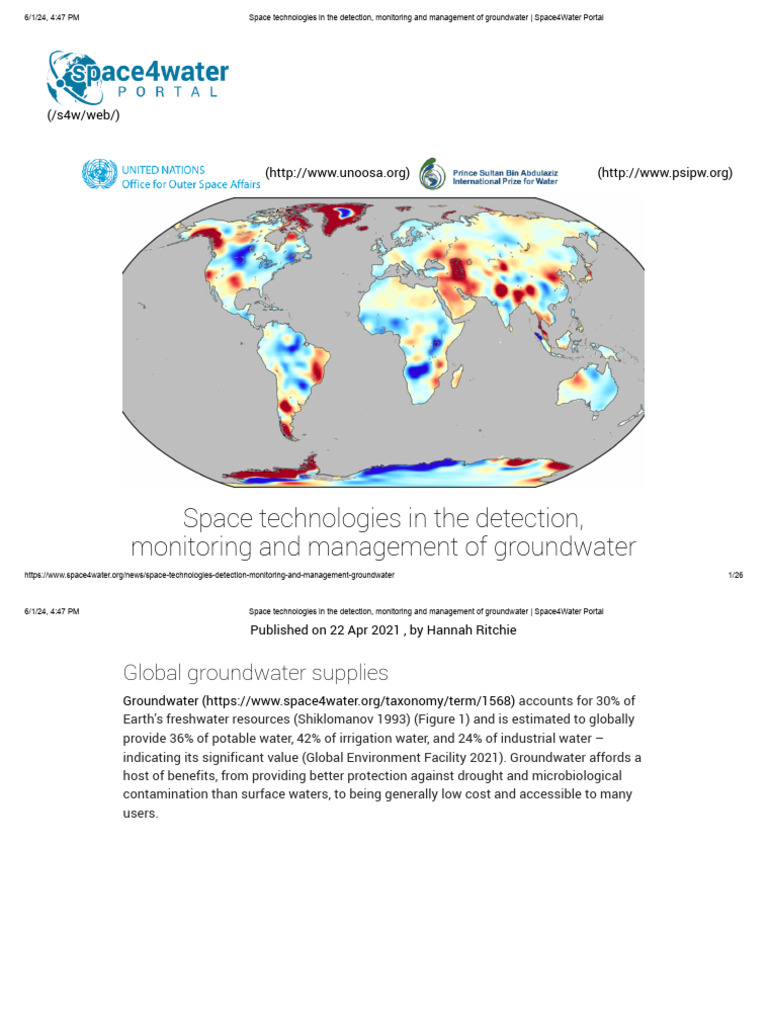 Groundwater Management with Space Tech | PDF | Groundwater | Geographic ...