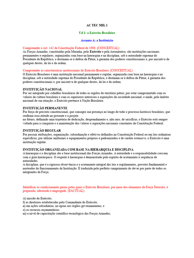 AC TEC 1 Pronto Pra Imprimir | PDF | Ciência militar | Constituição