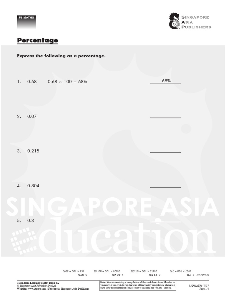 P6Maths Week 17 | PDF | Mathematical Notation | Elementary Mathematics