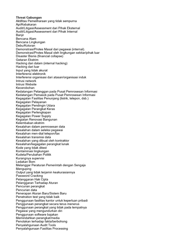 Contoh Threat and Vulnerability | PDF | Komputer
