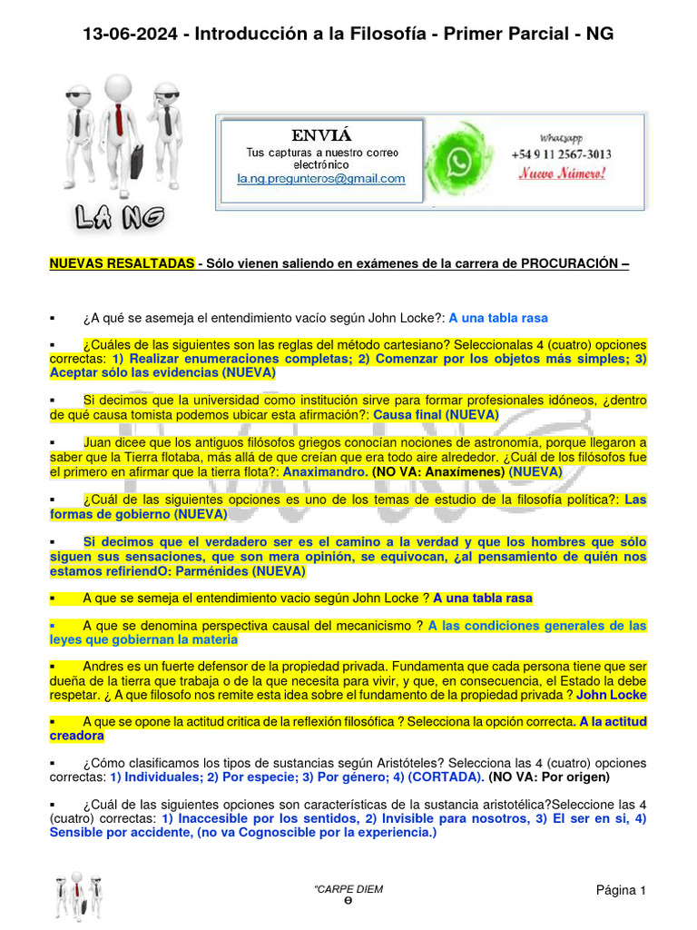 13-06-2024 - Introducción A La Filosofía - Primer Parcial - NG? | PDF | Aristóteles | Immanuel Kant