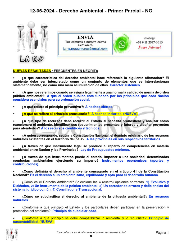 12-06-2024 - Derecho Ambiental - Primer Parcial - NG?-1 | PDF | Entorno natural | Ley del Medio ...