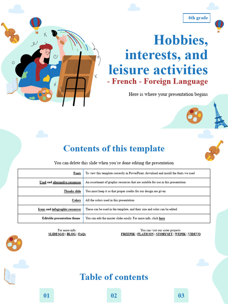 Hobbies Interests and Leisure Activities French Foreign Language 6th ...