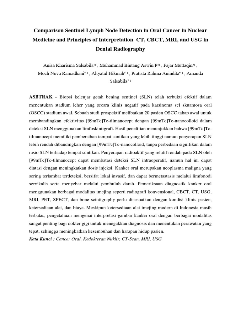Multifaceted Modalities For Sentinel Node Detection In Oral Cancer Diagnosis Pdf
