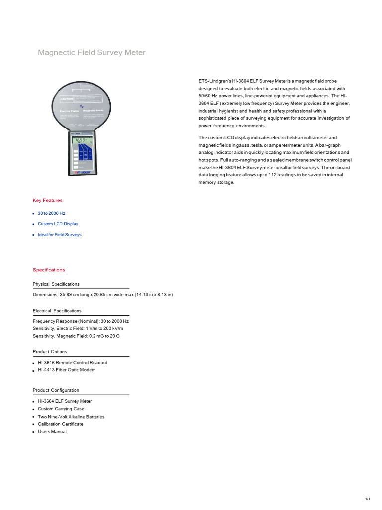 Magnetic Field ELF Survey Meter | PDF | Magnetic Field | Electronics
