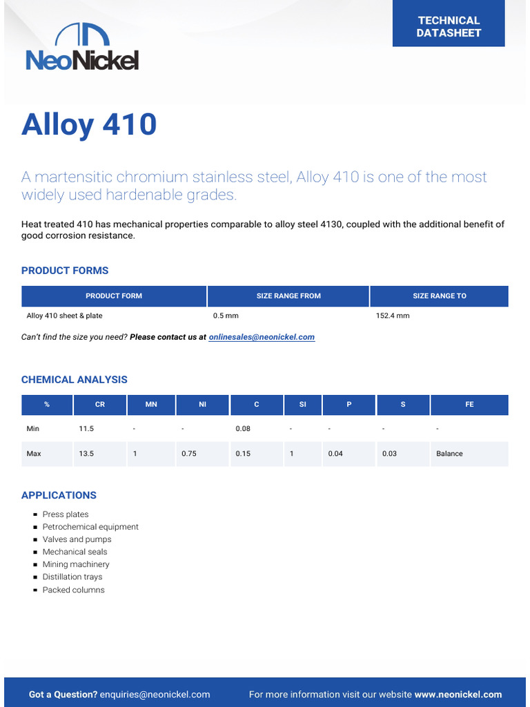 Datasheet | PDF | Stainless Steel | Steel