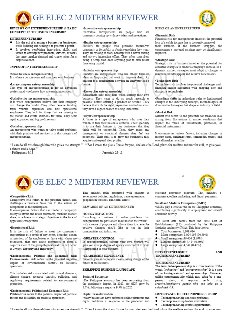 Ge Elec 2 MT Rev | PDF | Entrepreneurship | Financial Risk