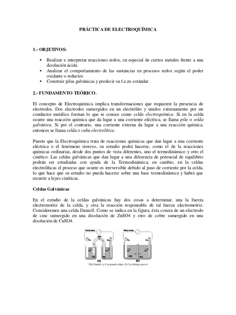 Practica de Electroquimica | PDF | Electroquímica | Electrodo