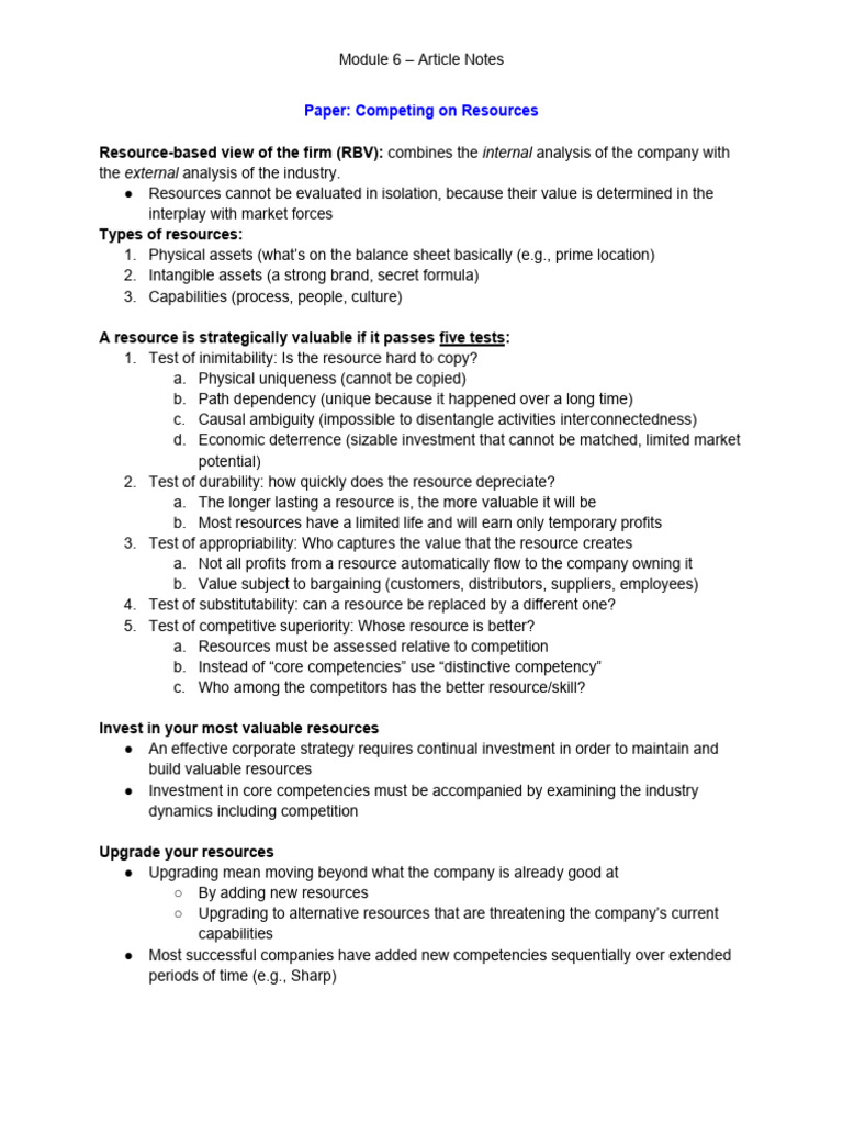 Module-6 Notes | PDF | Swot Analysis | Business