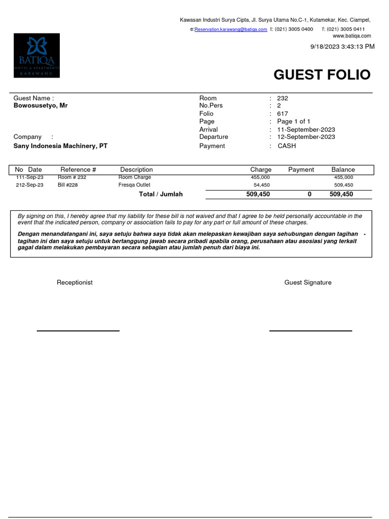 Invoice Pribadi untuk Sany Indonesia | PDF