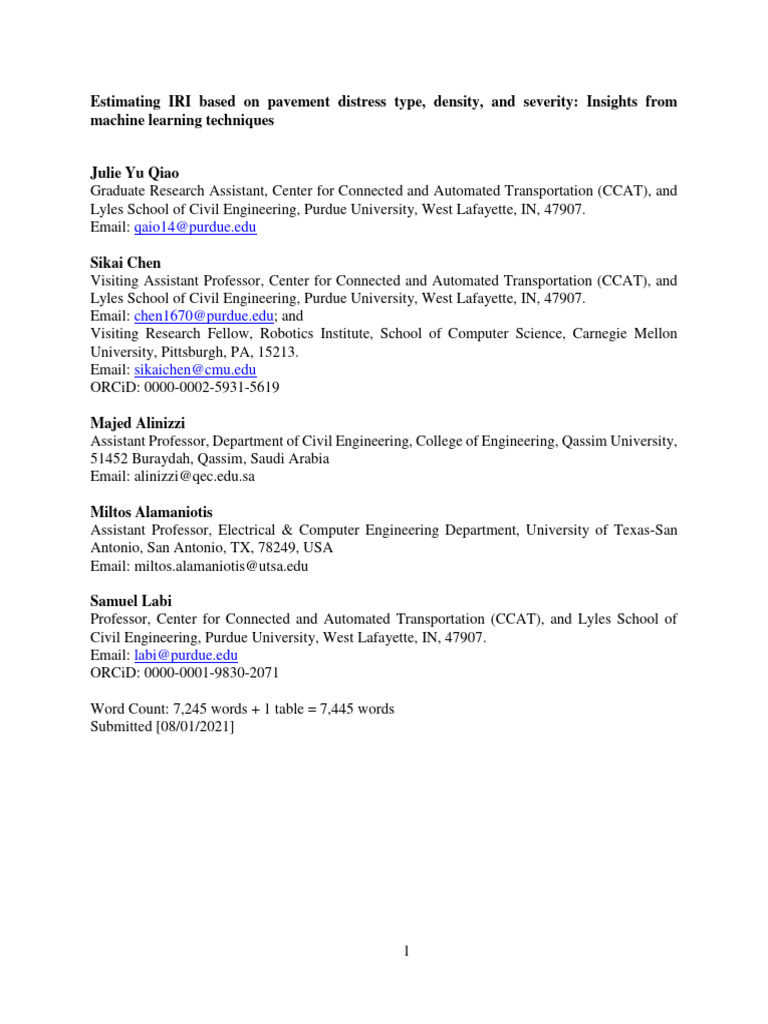 Estimating IRI Based On Pavement Distress Type, Density, and Severity ...
