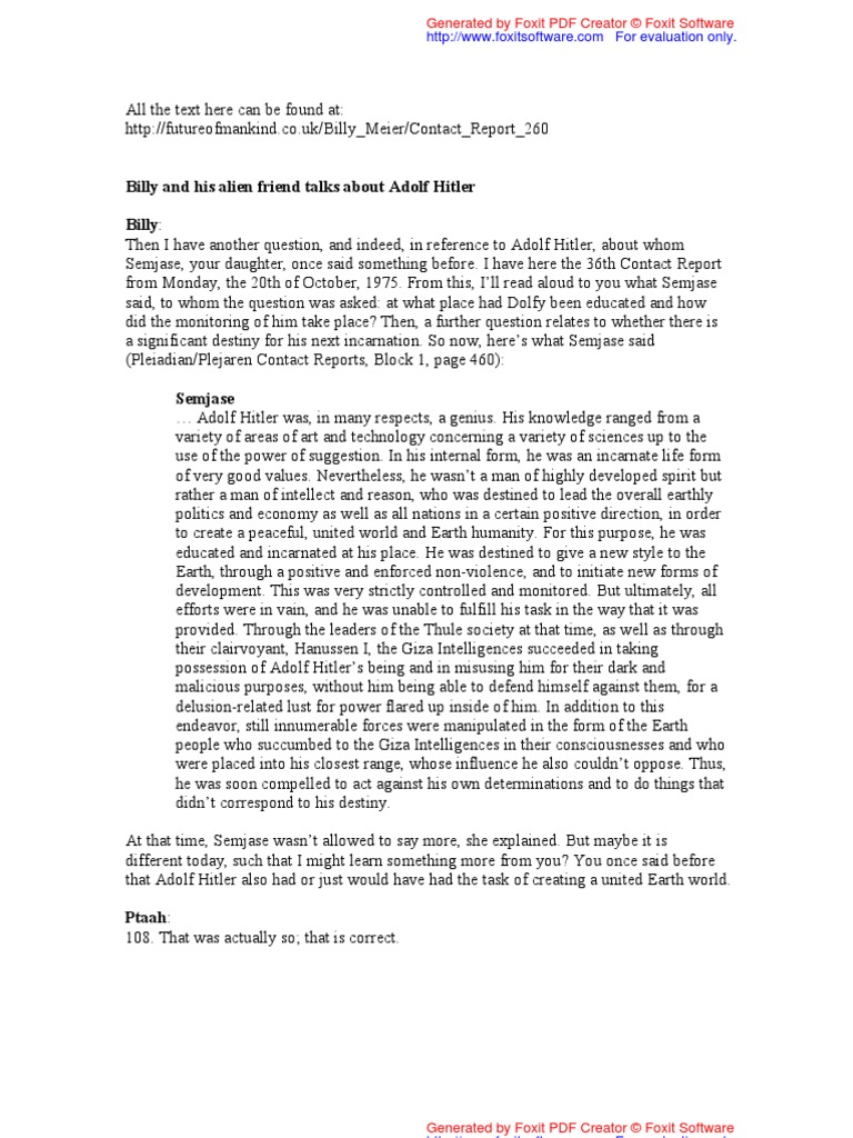 Billy Meier - On Adolf Hitler and Thule Society | PDF | Adolf Hitler