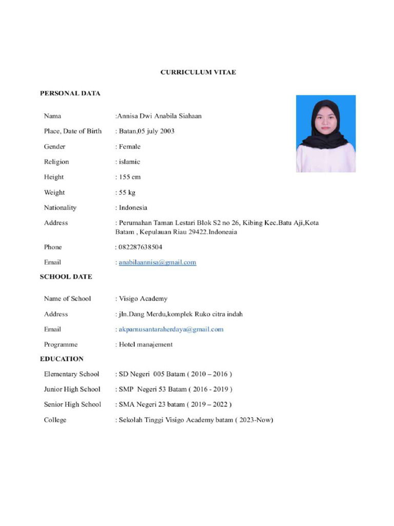 CV Annisa | PDF