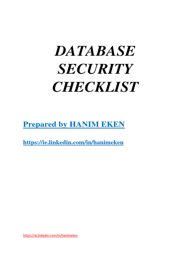 Database Security Checklist | PDF | Information Security | Databases