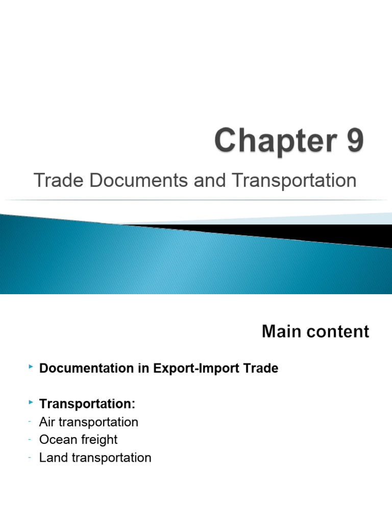 Chapter 9 PPT - O - Final | PDF | Bill Of Lading | Cargo