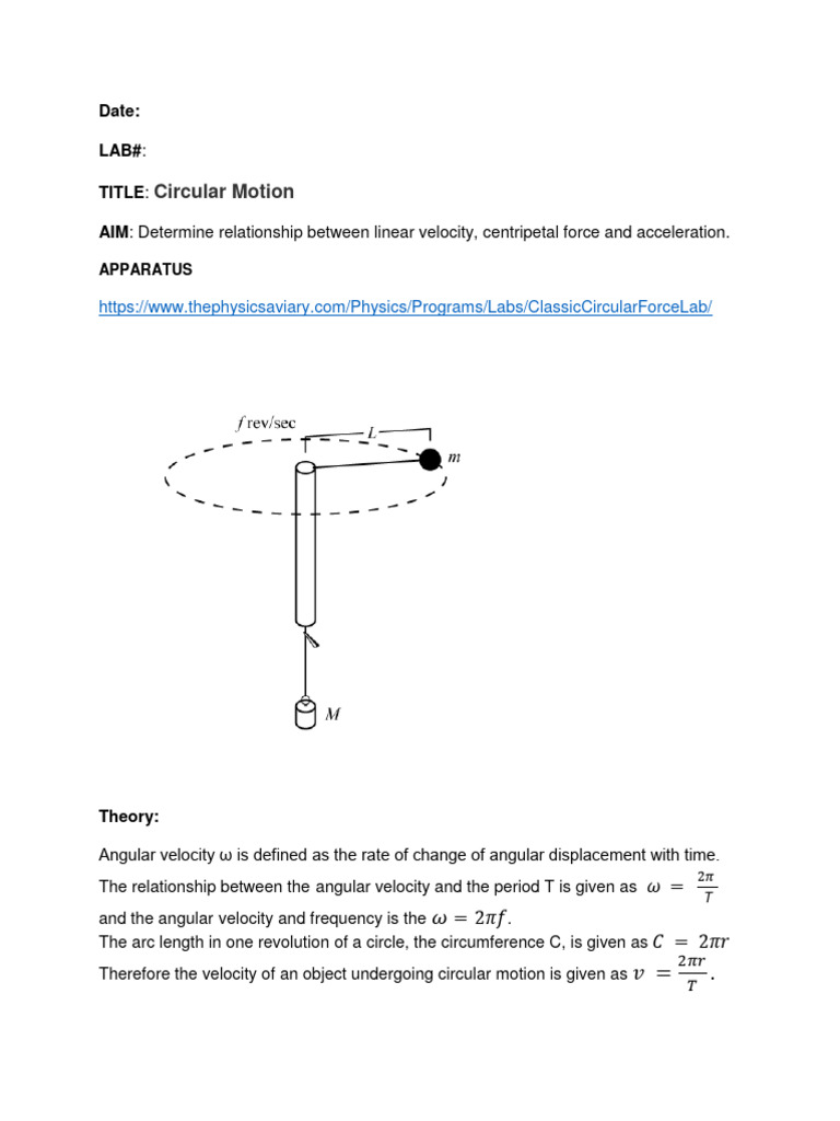 LAB Circular Motion | PDF | Acceleration | Velocity