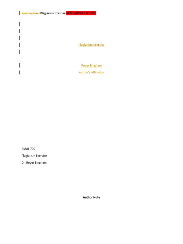 Plagiarism Exercise Case Study New Copy | PDF