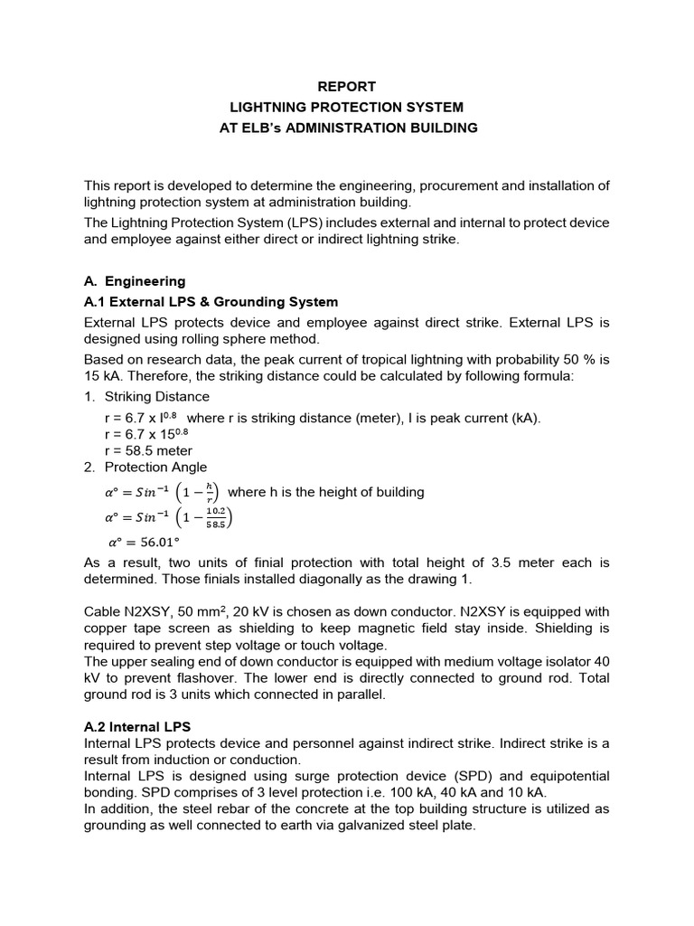 Summary Report - Lightning Protection System Admin Building Rev 3 - 4 12 19 | Download Free PDF ...