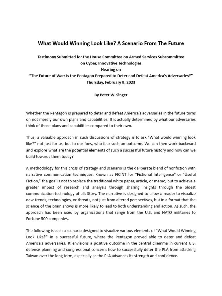 What Would Winning Look Like? A Scenarion From The Future | PDF ...