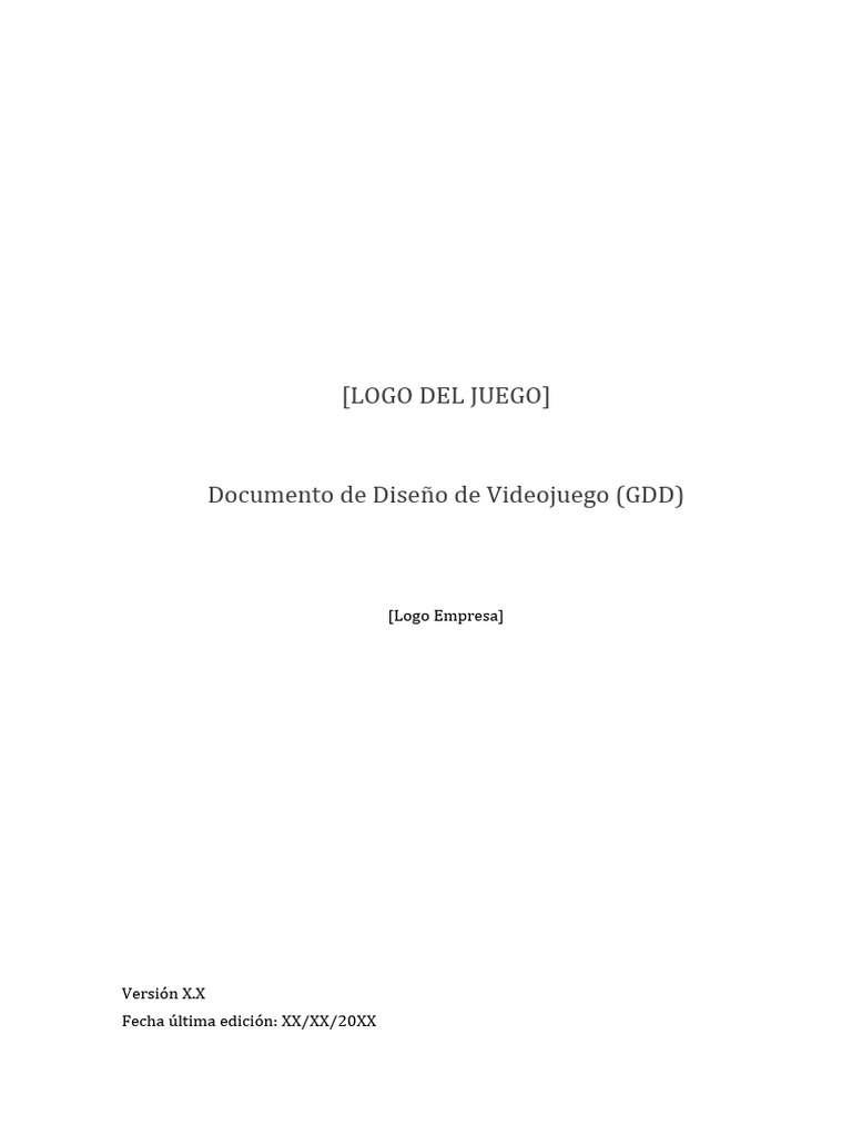 GDD Base | PDF | Videojuego Gameplay | Diseño de juego