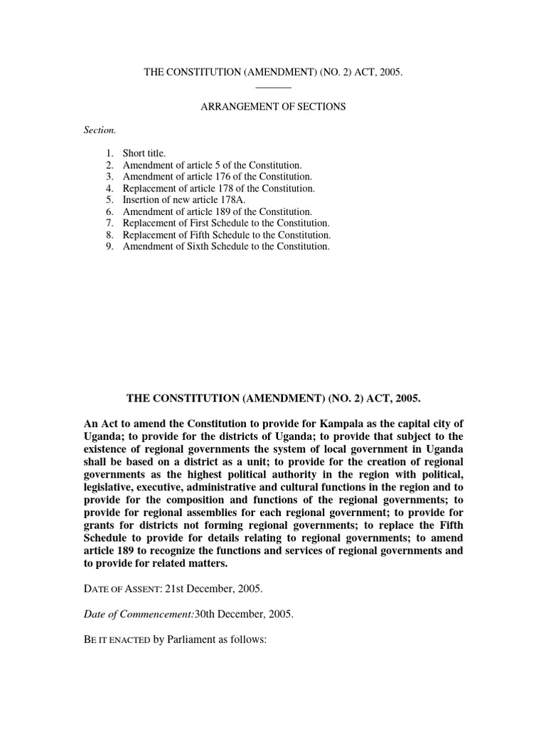 Constitutional Ammendment Act No 2of 2005 | PDF | Constitutional ...