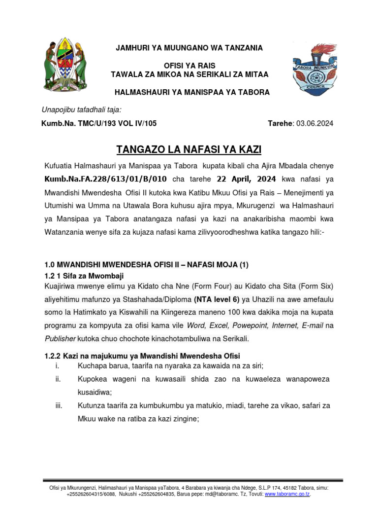 20240406431716TANGAZO TABORA-pages-1 | PDF