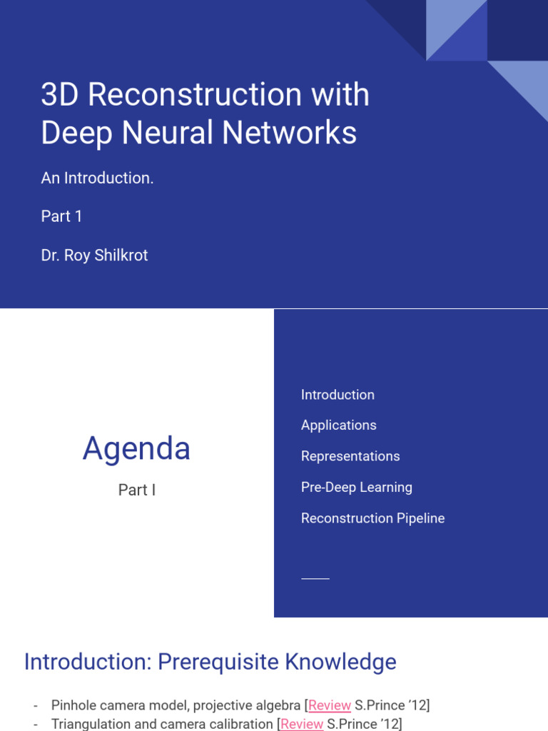 3D Reconstruction for Researchers | PDF | Deep Learning | Artificial ...