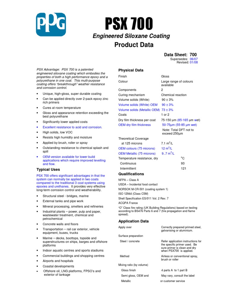 Pds Psx700 Jan 2008 | PDF | Corrosion | Epoxy