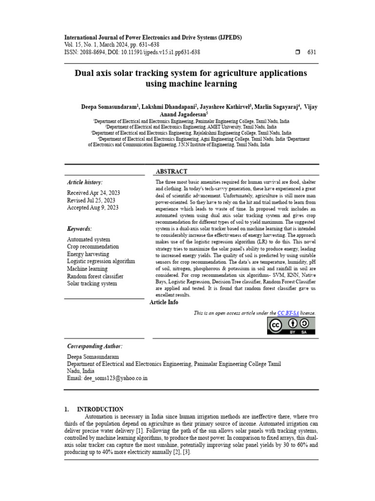 Dual Axis Solar Tracking | PDF | Machine Learning | Statistical ... Dual Axis Solar Tracking | PDF | Machine Learning | Statistical ...