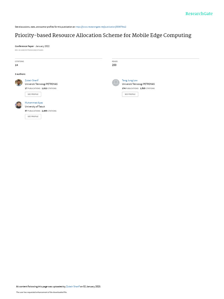 Priority-Based Resource Allocation Scheme For Mobile Edge Computing | PDF | Internet Of Things ...