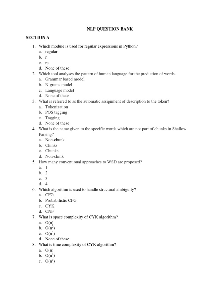 NLP Question Bank | PDF | Parsing | Phonetics NLP Question Bank | PDF | Parsing | Phonetics