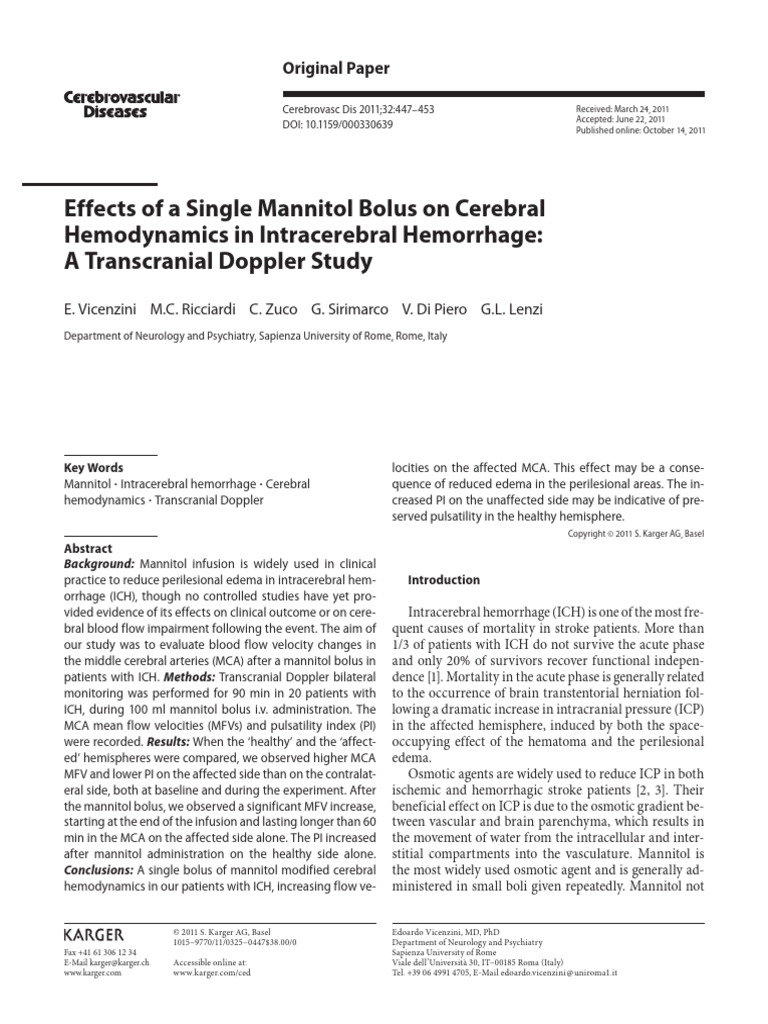 Effects of A Single Mannitol Bolus On Cerebral | Download Free PDF ...